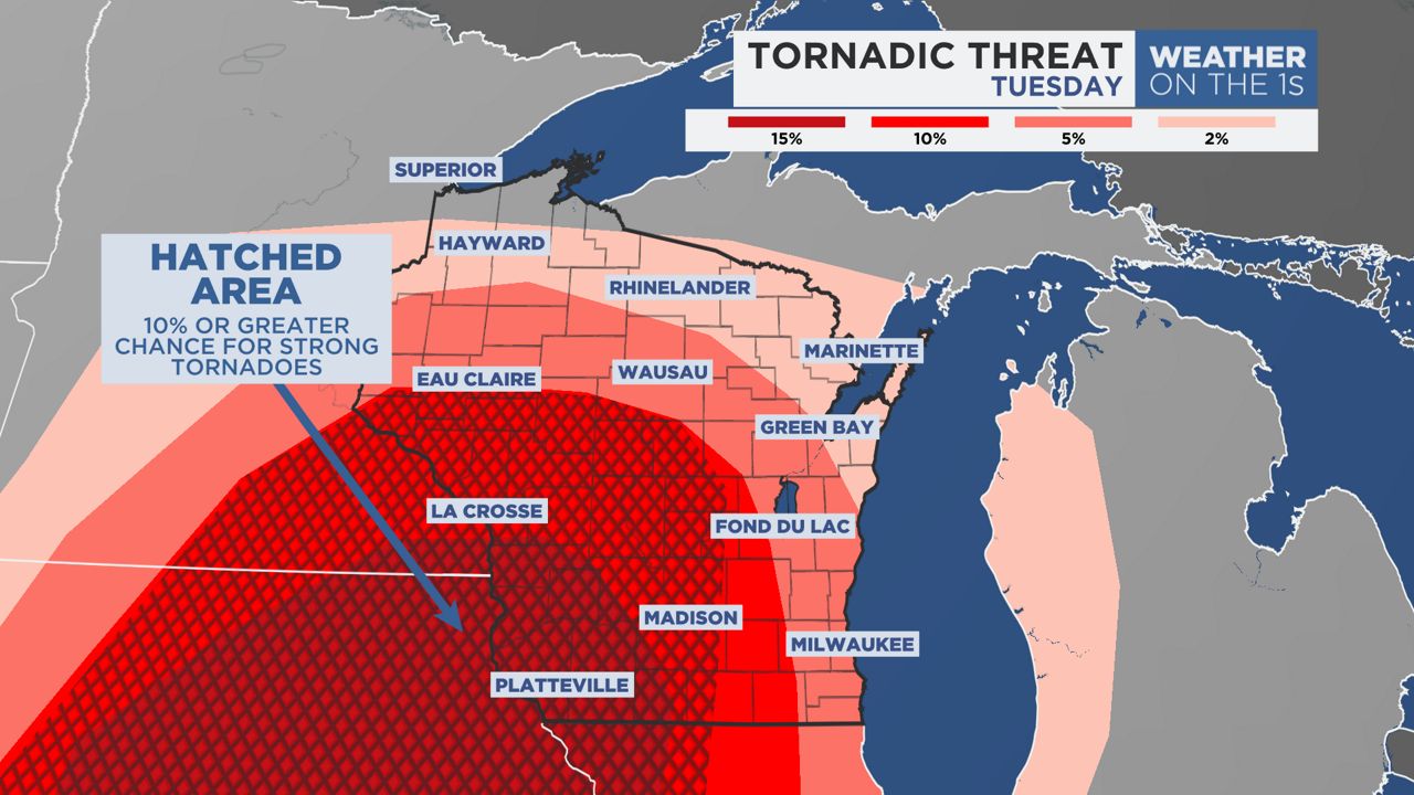 Severe storms likely across Wisconsin on Tuesday
