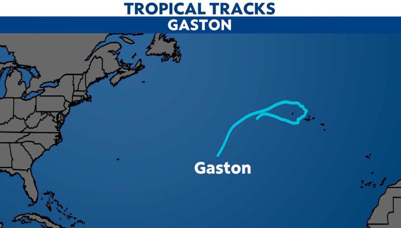 Gaston turns post-tropical in the eastern Atlantic