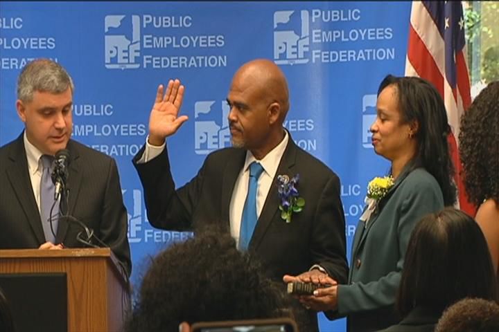 At Swearing In, Public Workers Union Leader Vows to Reach Out to Gov. Cuomo