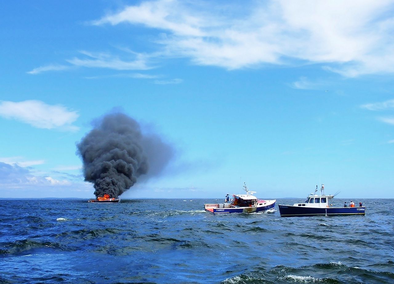 Yacht goes up in flames off Maine coast
