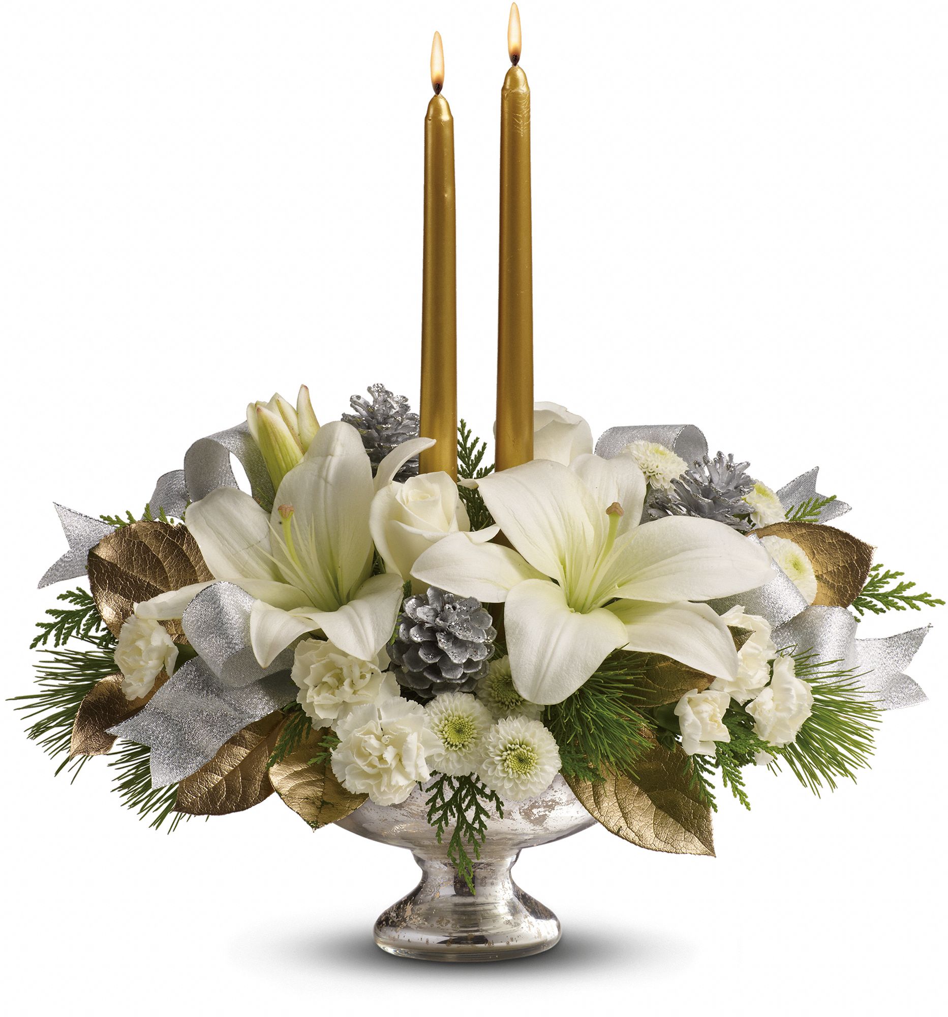 Teleflora’s Silver And Gold Centerpiece | Photodrive