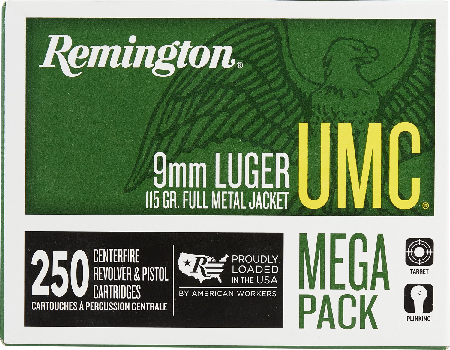 Remington UMC 9mm Luger 115-Grain Full Metal Jacket Centerfire Handgun Ammunition - 250 Rounds ...