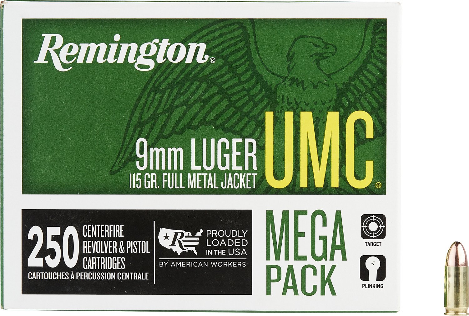 Remington UMC 9mm Luger 115-Grain Full Metal Jacket Centerfire Handgun Ammunition - 250 Rounds ...