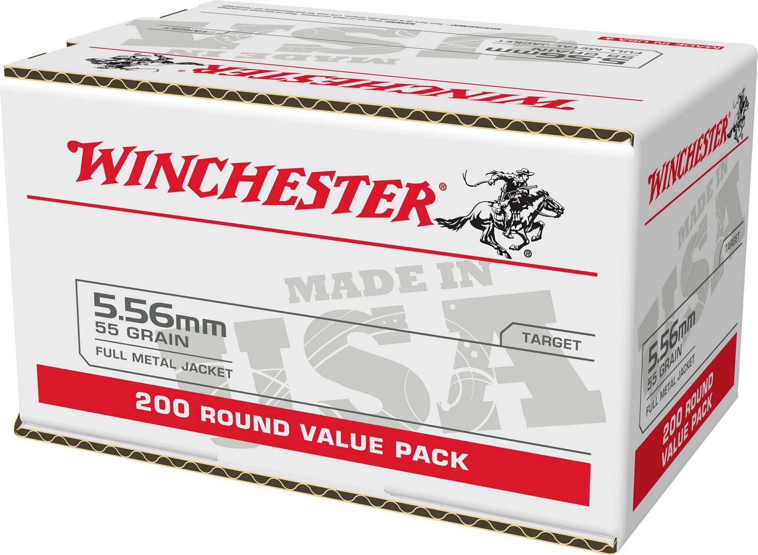 Winchester USA 5.56mm 55-Grain FMJ Ammunition - 200 Rounds | Academy