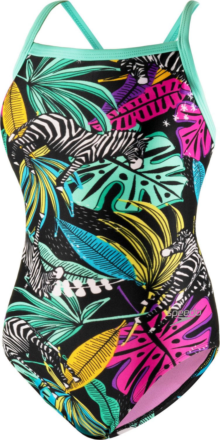 Speedo Womens Vibe Propel Back Performance Racing 1 Piece Swimsuit Academy