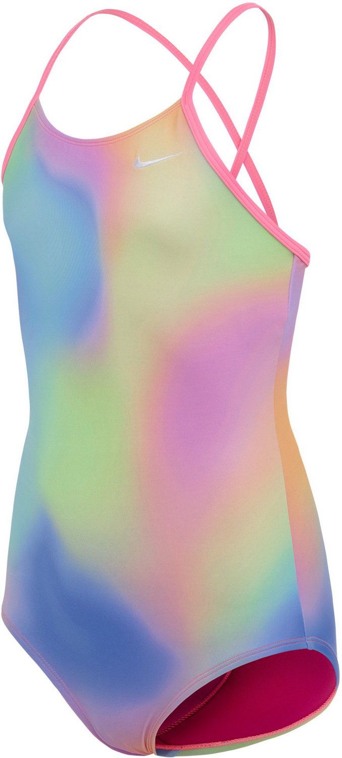 Nike Girls Swim Spectrum Crossback One Piece Swimsuit Academy