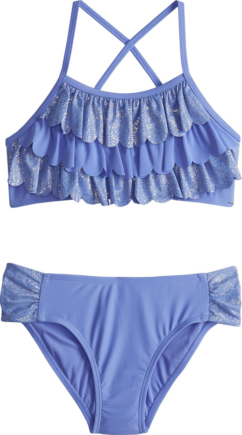 Orageous Girls Glitter Scales Scalloped Bikini 2 Piece Set Academy