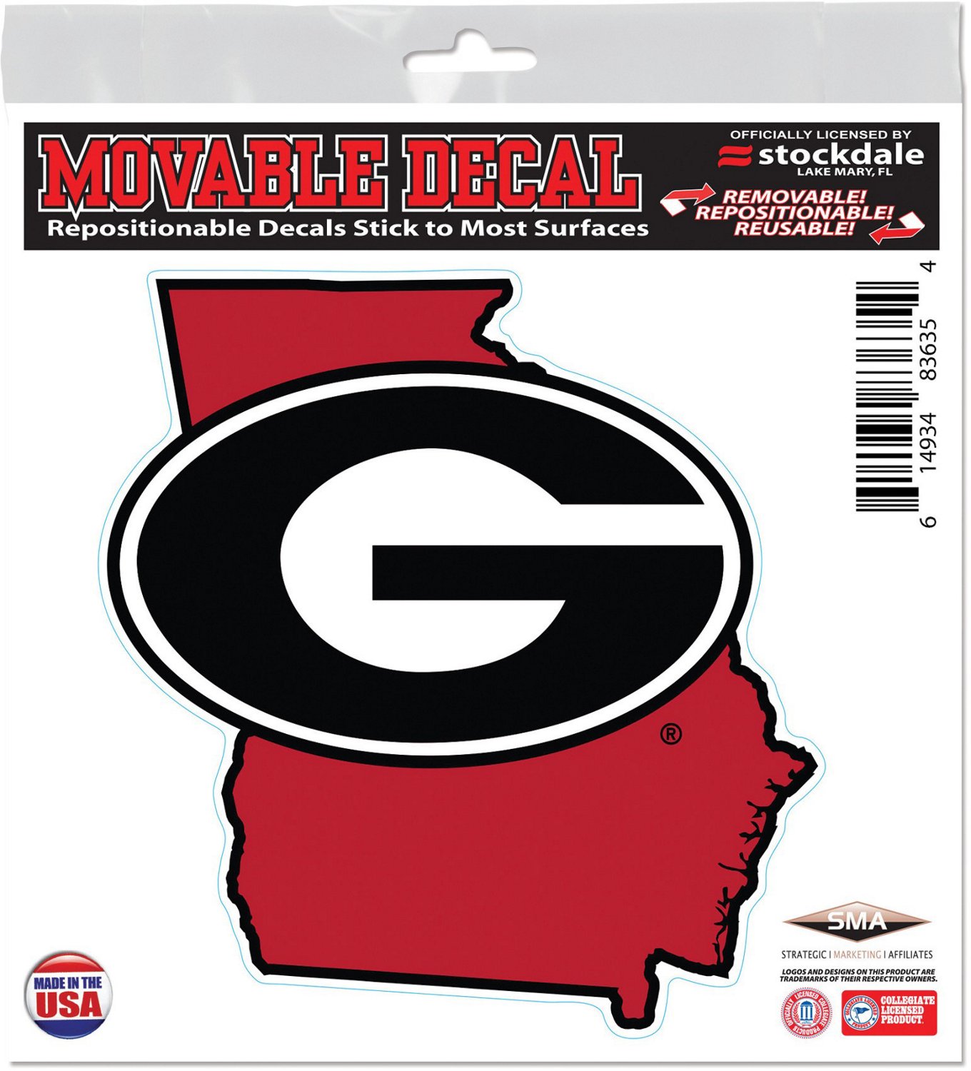 WinCraft University of Georgia 6 in x 6 in State Decal | Academy