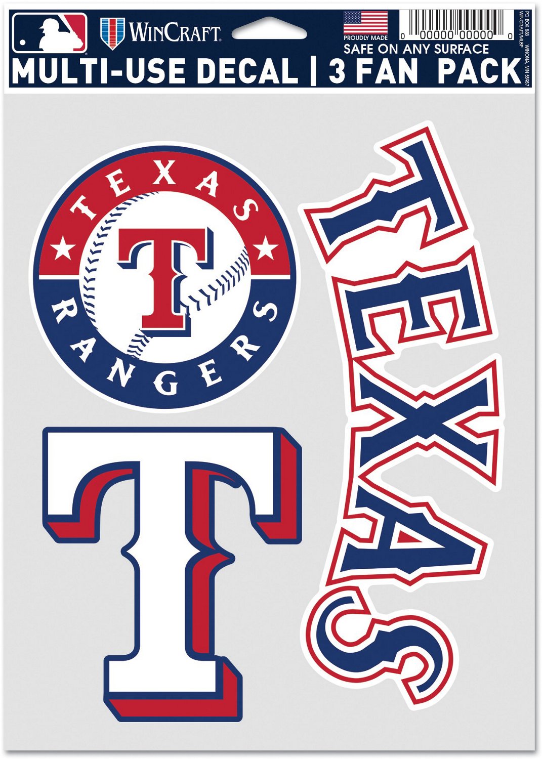 WinCraft Texas Rangers Fan Decals 3-Pack | Academy