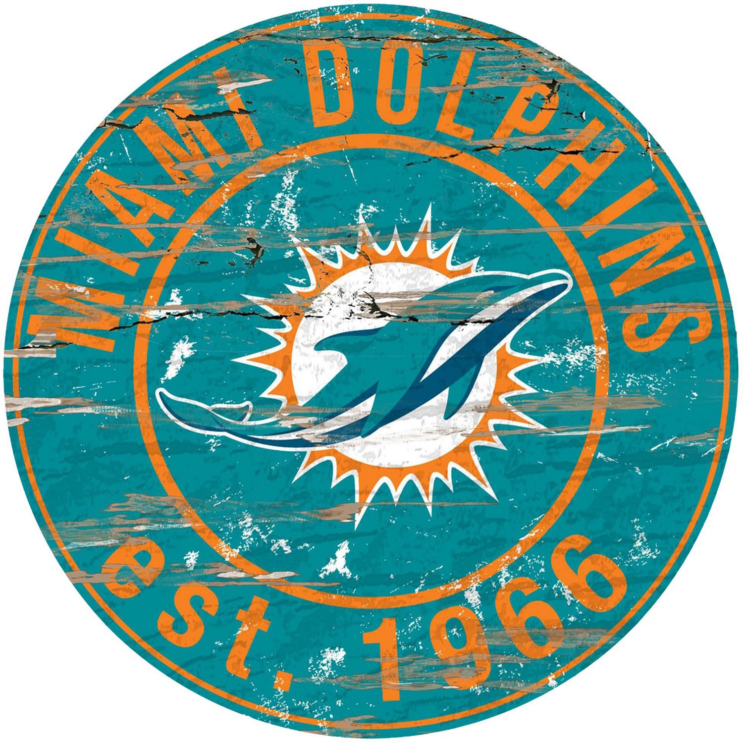 Fan Creations Miami Dolphins Round Distressed Sign | Academy