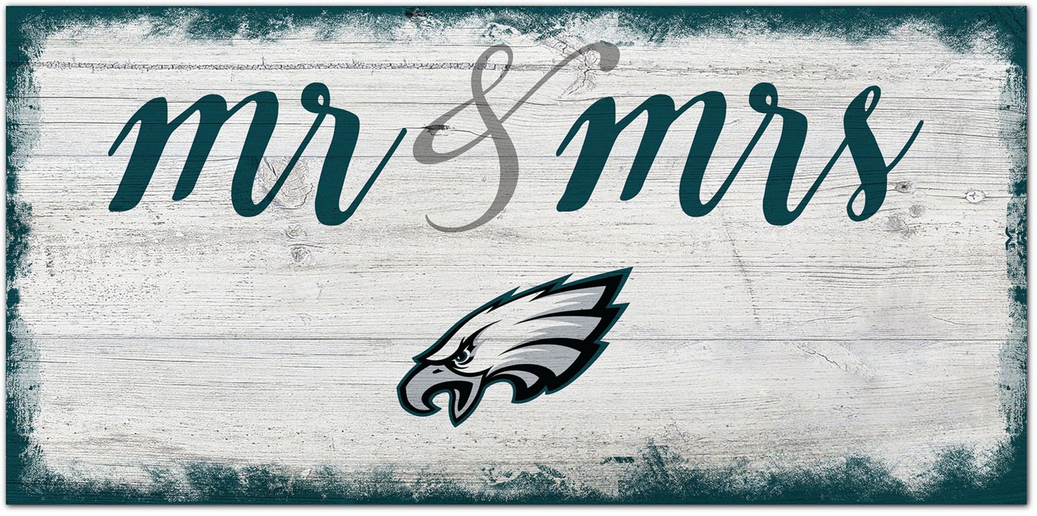 Fan Creations Philadelphia Eagles Script Mr and Mrs 6x12 Sign | Academy