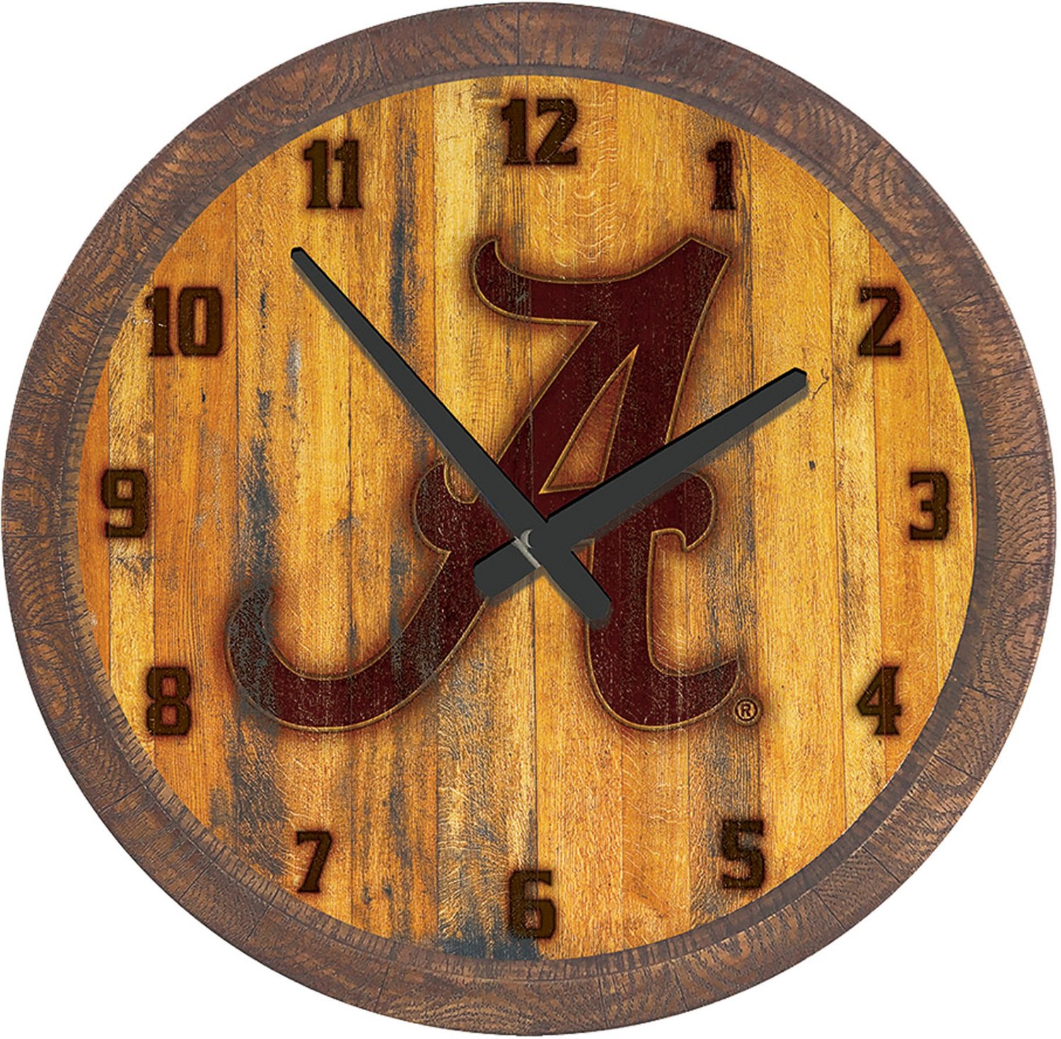 The Fan-Brand University of Alabama Branded Faux Barrel Top Clock | Academy