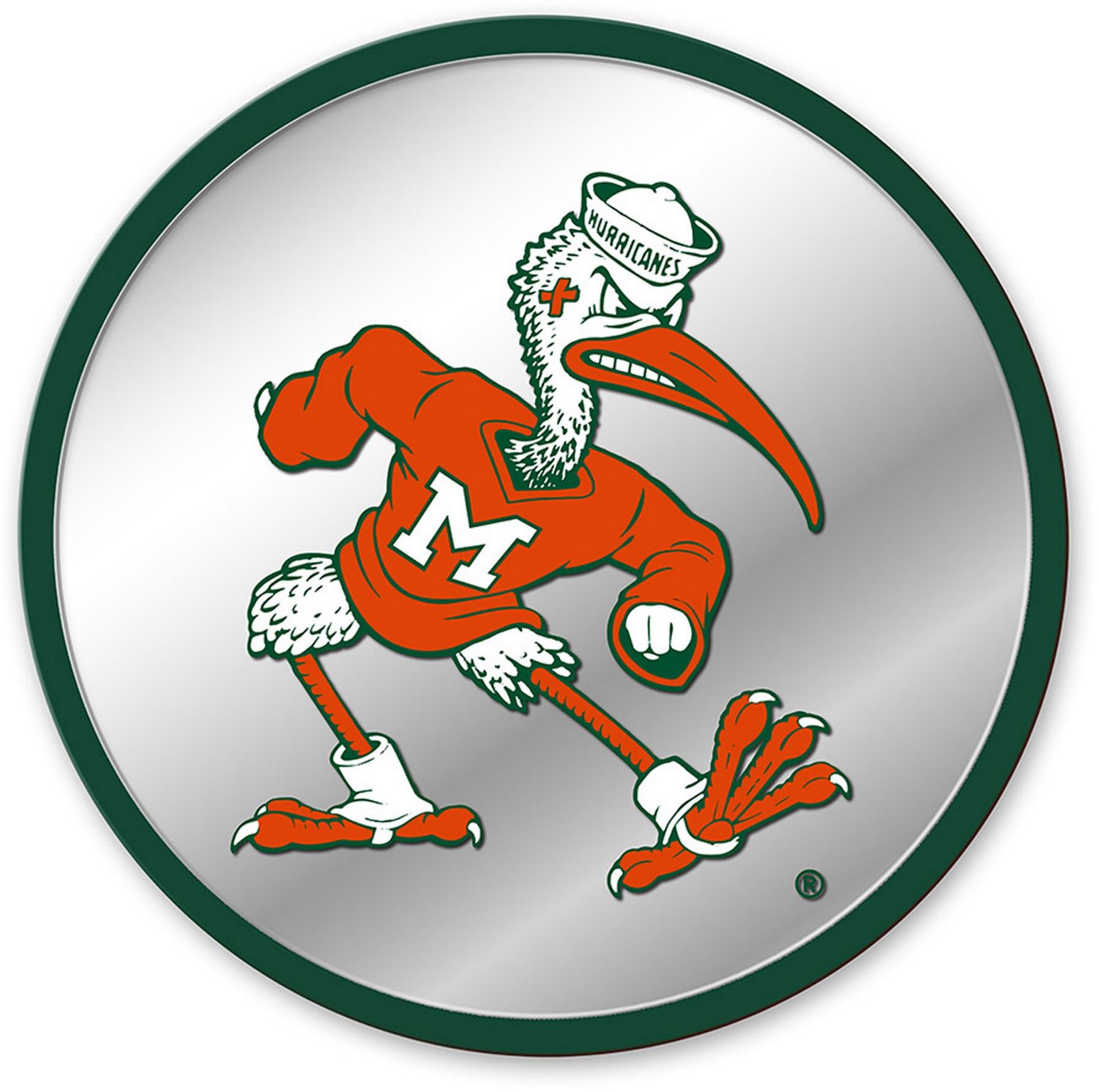 The Fan-Brand University of Miami Mascot Modern Disc Mirrored Wall Sign ...
