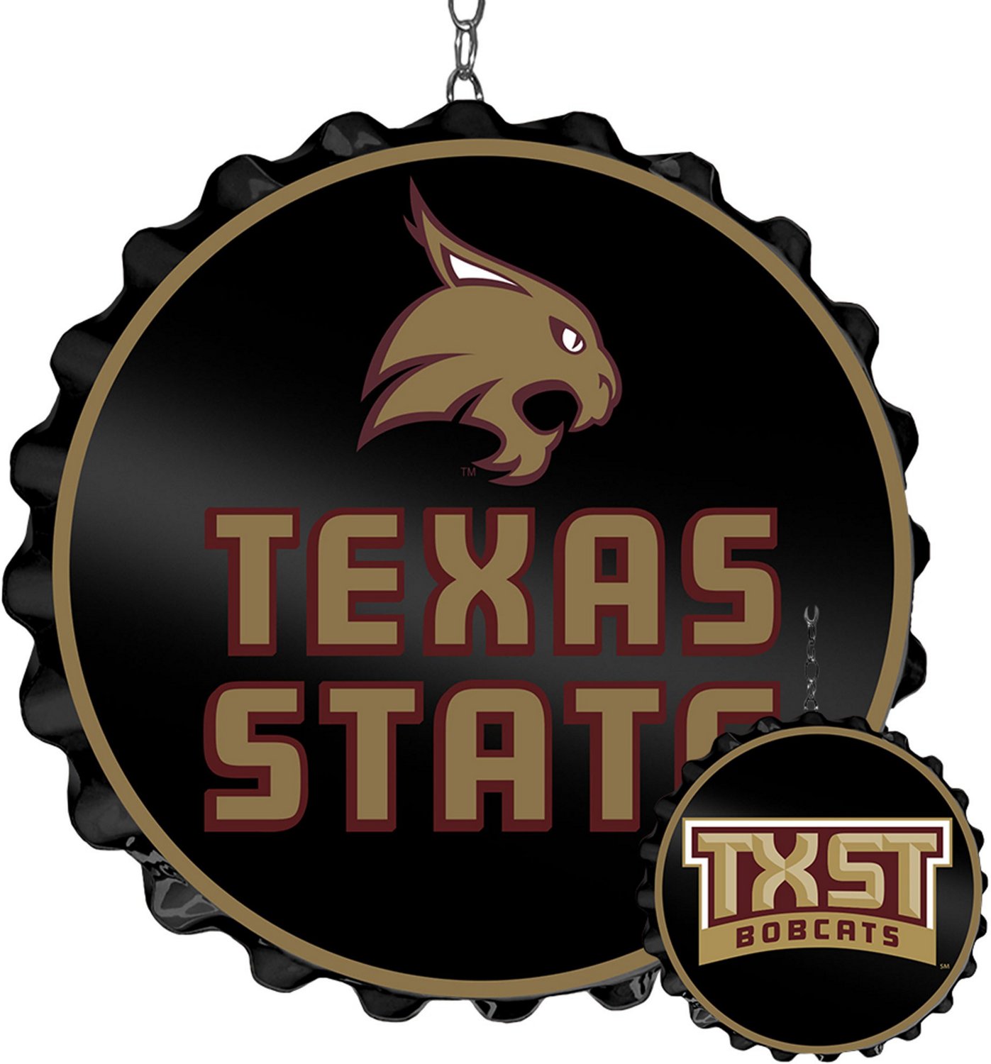 The Fan-Brand Texas State University Black Bottle Cap Dangler | Academy
