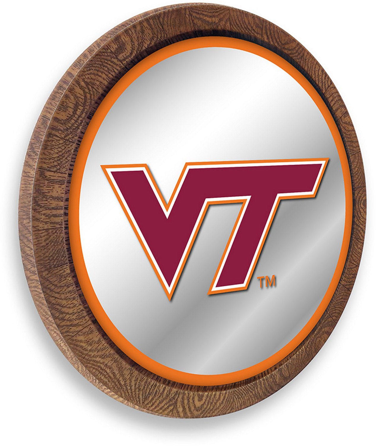 The Fan-Brand Virginia Tech University Faux Barrel Top Mirrored Wall ...