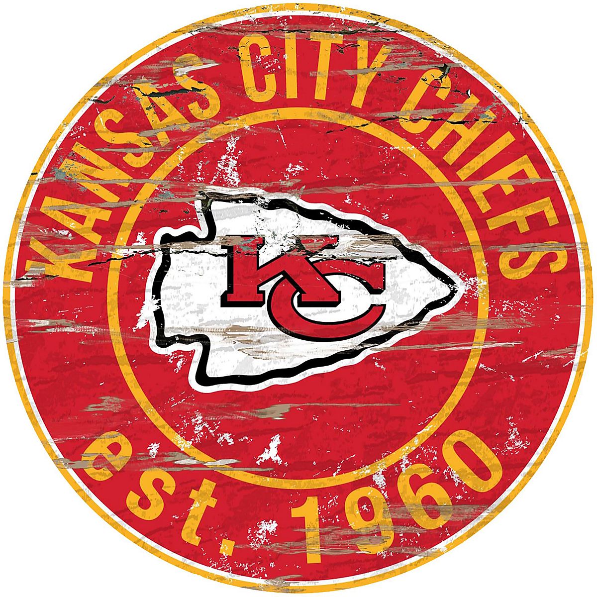 Fan Creations Kansas City Chiefs Round Distressed Sign | Academy