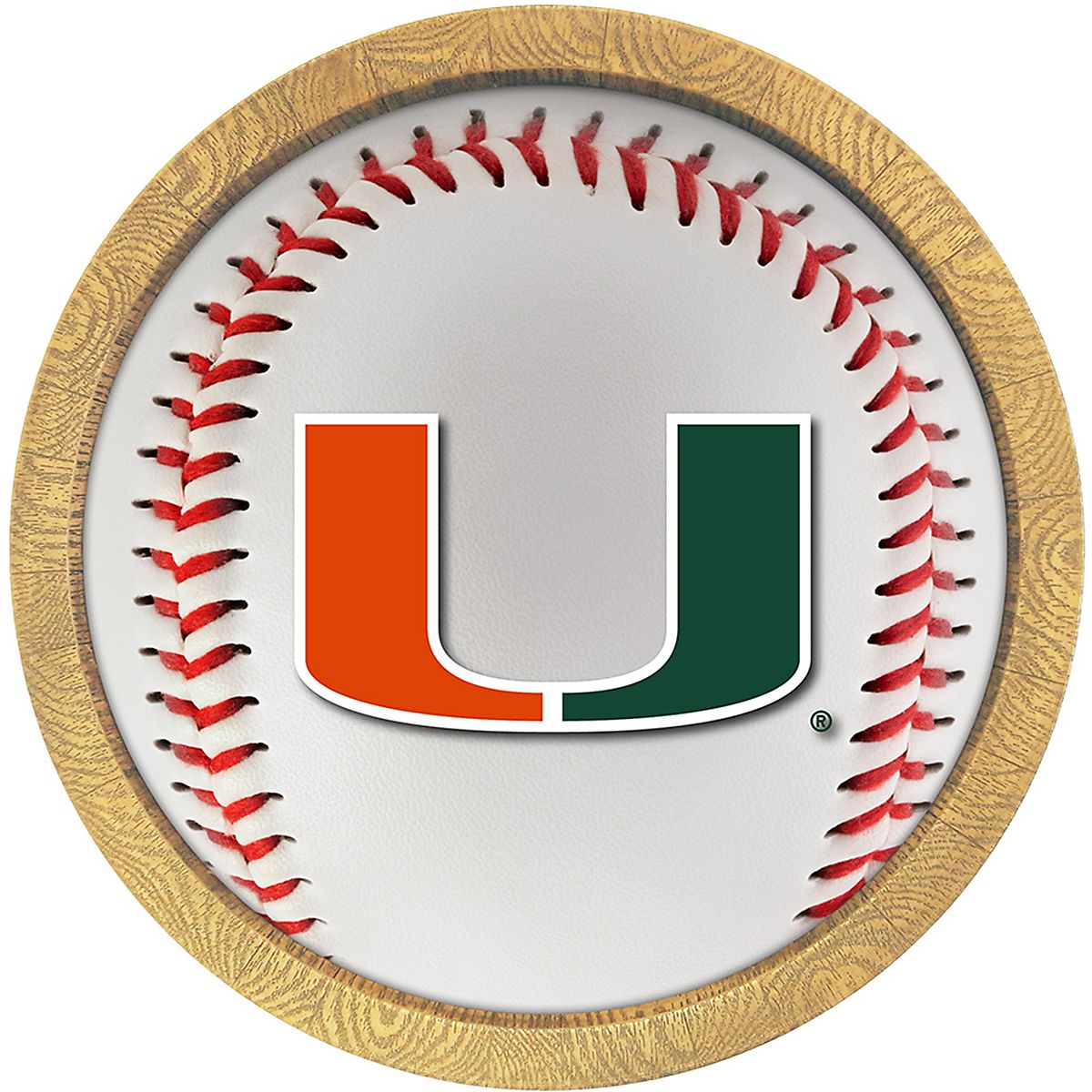 The Fan-Brand University of Miami Baseball Faux Barrel Frame Sign | Academy