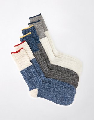 AE Striped-Cuff Boot Socks 3-Pack | AE
