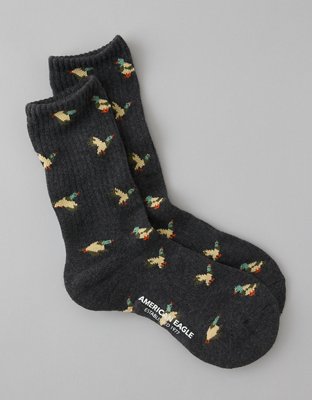 AE Graphic Terry Crew Socks | American Eagle