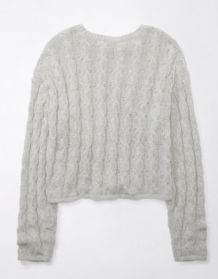 AE Cropped Cable-Knit Sweater