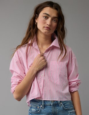 AE Cropped Perfect Button-Up Shirt