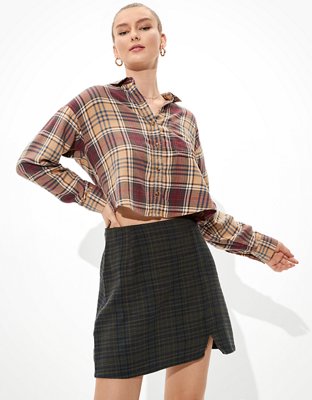AE Cropped Flannel Shirt