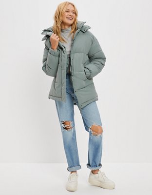 AE Elongated Hooded Puffer Jacket