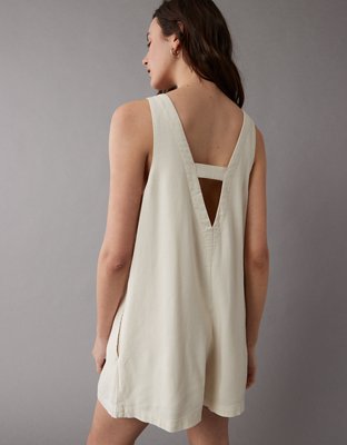 AE Button-Up Linen-Blend Romper