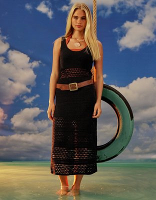 AE Crochet Mix Stitch Midi Dress | Mall of America®