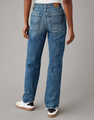 AE Stretch Super High-Waisted Ripped Straight Jean