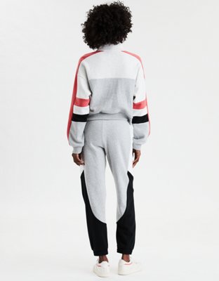 AE Fleece Color Block Zip Up Sweatshirt