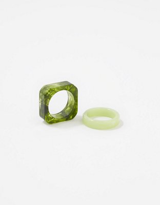 AEO Green Resin Ring 2-Pack | American Eagle