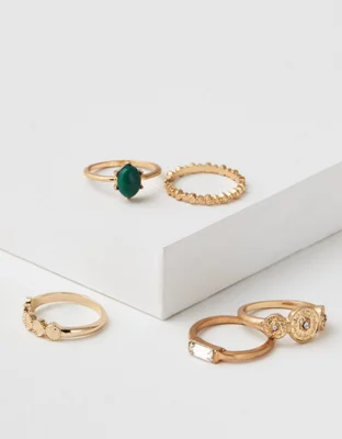 AEO Gold Stacking Rings 5-Pack