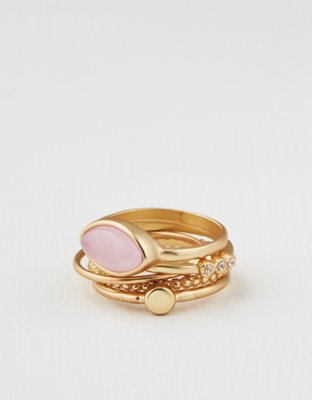 AE Rose Quartz Stacking Ring 5-Pack