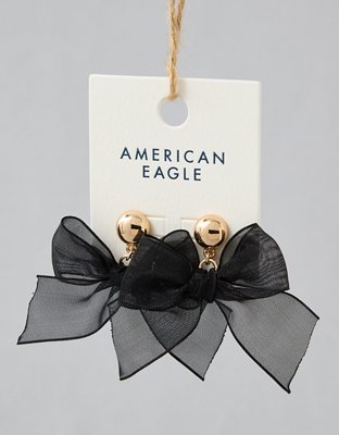 Mesh Bow Drop Earrings