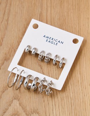 AEO Silver Hoop Earrings 6-Pack