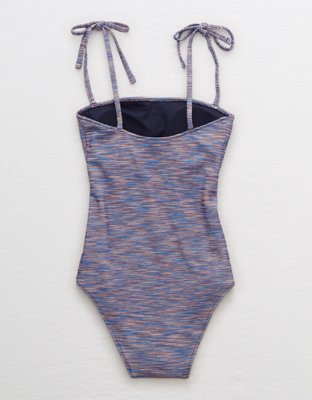 Aerie Space Dye Pique Bandeau One Piece Swimsuit