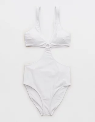 Aerie Wide Rib Cut Out Ring One Piece Swimsuit