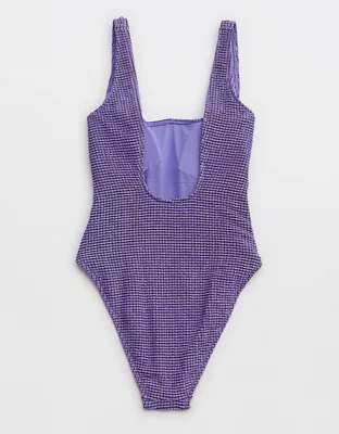 Aerie Lurex Crinkle Babewatch One Piece Swimsuit