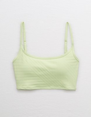 Parte de arriba de bikini en punto elástico con cuello caído de línea ...