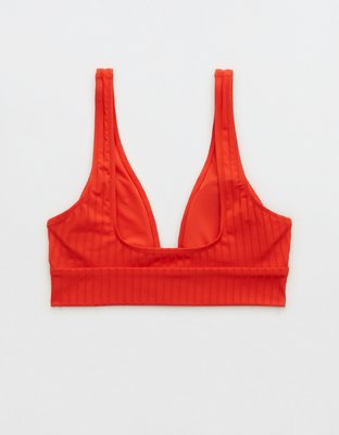Aerie Wide Rib Longline Plunge Ring Bikini Top | Aerie