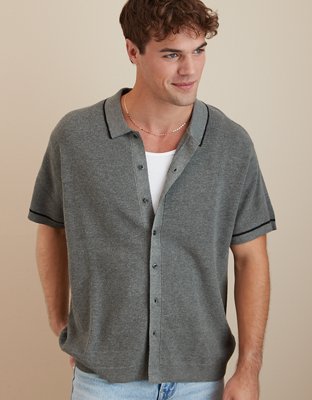AE Camisa Polo Tejida con Botones de Fin de Semana | American Eagle