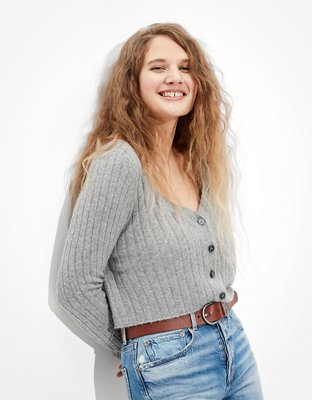 AE Cropped Dreamspun Button Up Cardigan | AE