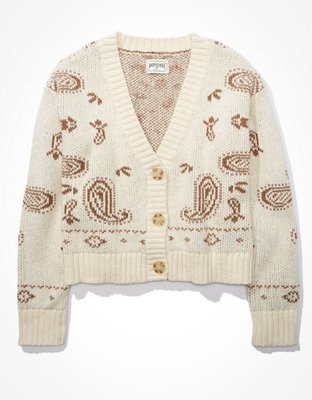 AE Cropped Bandana Print Cardigan