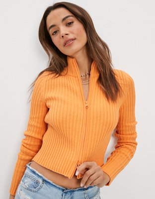 AE Mock-Neck Double-Zip Cardigan