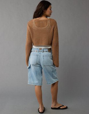 AE Cropped Mesh Pullover Sweater