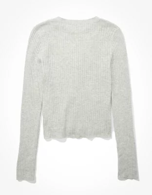 AE Ribbed Bodycon Button Up Cardigan