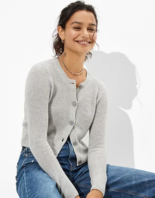 AE Cropped Button-Up Cardigan