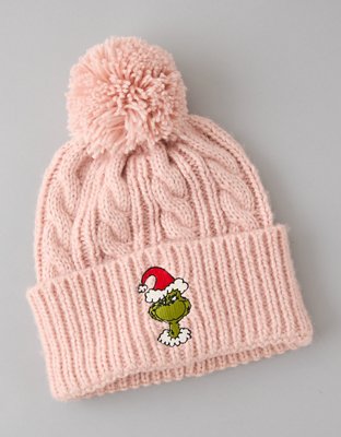AE Gorro de Lana Bordado en Punto Trenzado de Grinch | AE