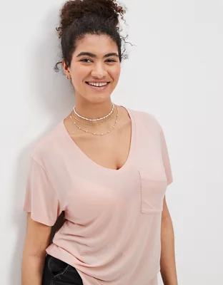 Ae Soft And Sexy V Neck Pocket Tee